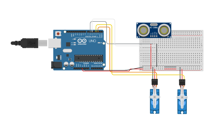 Circuit design Sensor con Servomotor - Tinkercad