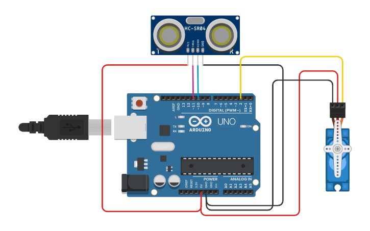 Circuit design สร้างต้นแบบถังขยะอัตโนมัติ - Tinkercad