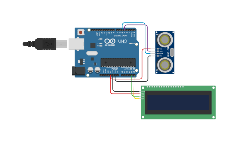 Circuit Design Arduino Ultrasonic Sensor Tinkercad
