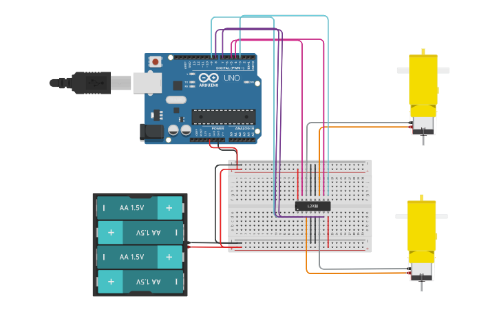 Circuit design L293D | Tinkercad