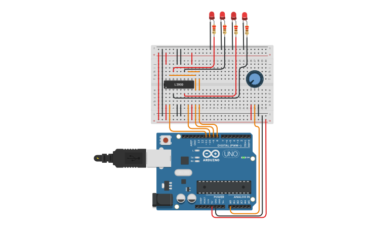 Circuit design Steppermotor mit stepper.h - Tinkercad