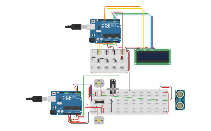 Circuit design Simulador Carro | Tinkercad