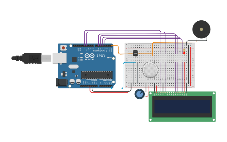 Circuit design Temperature display - Tinkercad