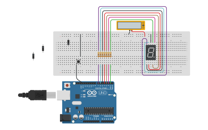Circuit design 7 segmenti atmega 328 - Tinkercad