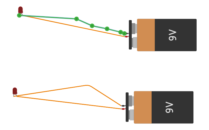 Circuit design Battery and Light - Tinkercad