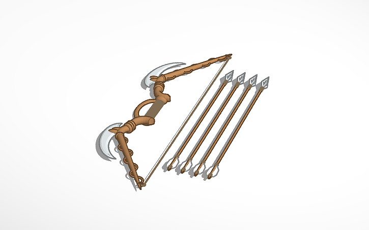 3D design Elven Bladed Battle Bow & Arrows | Tinkercad