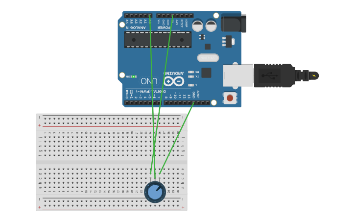 Circuit design Serial Port and AnalogRead - Tinkercad
