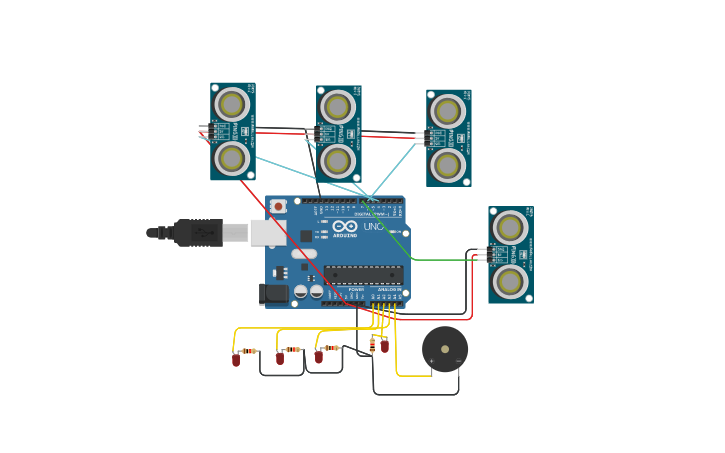 Circuit design CAR SENSORS - Tinkercad