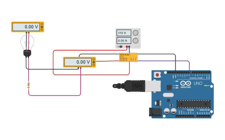 Circuit design conexión relé con arduino - Tinkercad