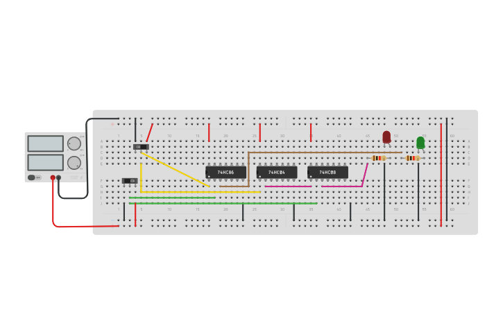 Circuit design Half Subtractor | Tinkercad