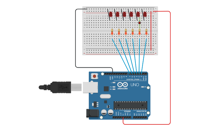 Circuit design Digital Write and For Loop - Tinkercad