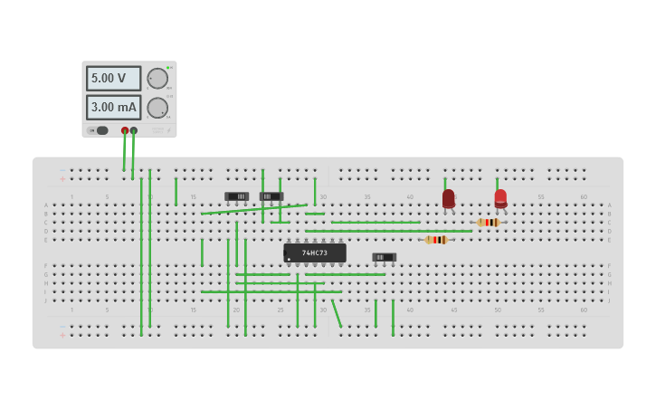 Circuit design 2-bit JK Flip Flop Counter - Tinkercad