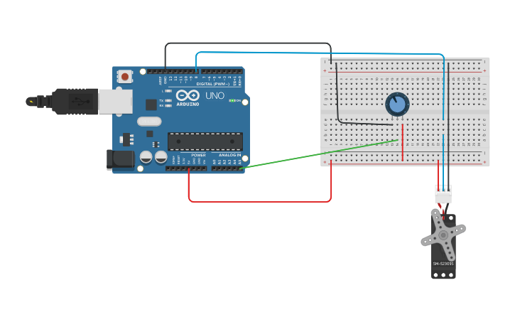 Circuit design Motor de paso controlado por joystick | Tinkercad