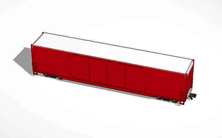 3D design 60' Hi-Cube Boxcar - Tinkercad