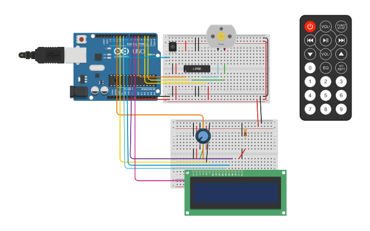 Circuit design IR remote speed control | Tinkercad