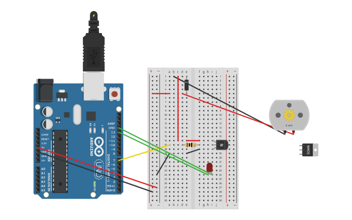 Circuit design motor with arduino - Tinkercad