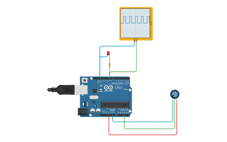 Circuit design PWM mit potentiometer | Tinkercad