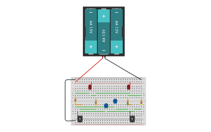 Circuit design 2 Transistor LED flasher circuit - Tinkercad