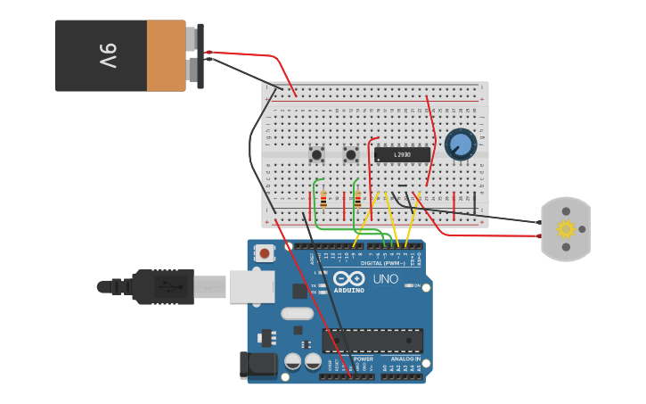 Circuit design motor controller - Tinkercad
