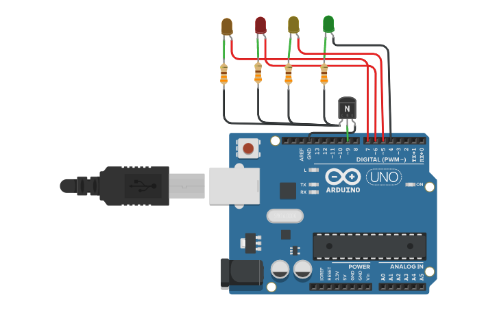 Circuit design LED Running - Tinkercad