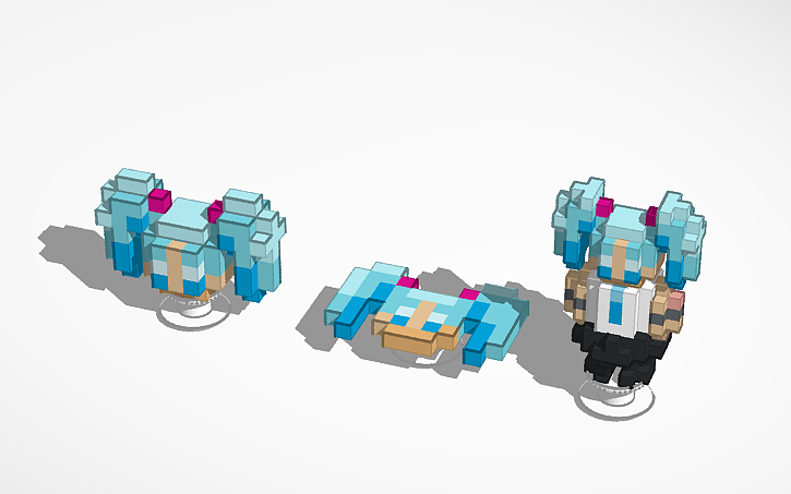 3D design 8 Bit Miku Crock Charms+poseable 8-bit miku - Tinkercad