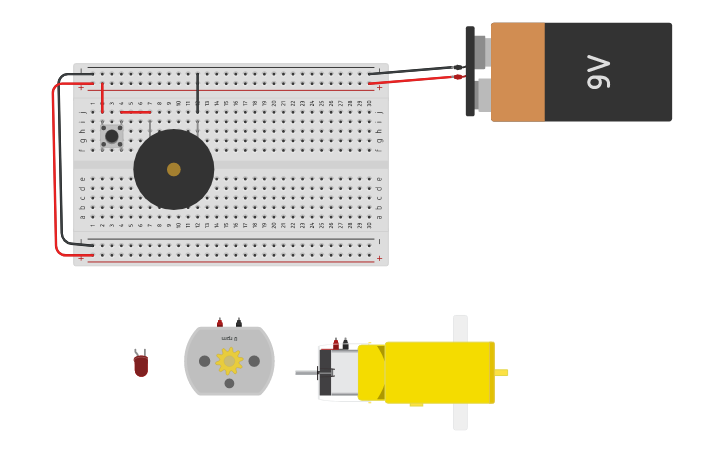 Circuit design Breadboard with 4 components - Tinkercad