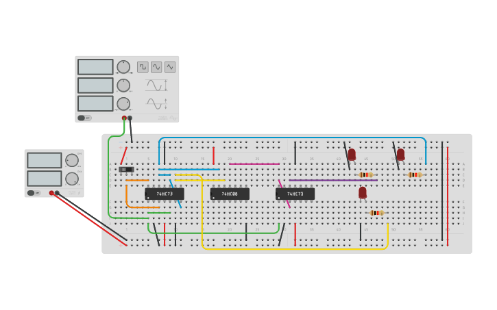 Circuit design synchronous up counter - Tinkercad