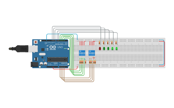 Circuit design BINARY SUBTRACTOR EXAMPLE - Tinkercad