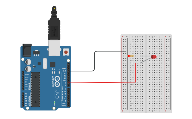 Circuit design Fade a LED - Tinkercad