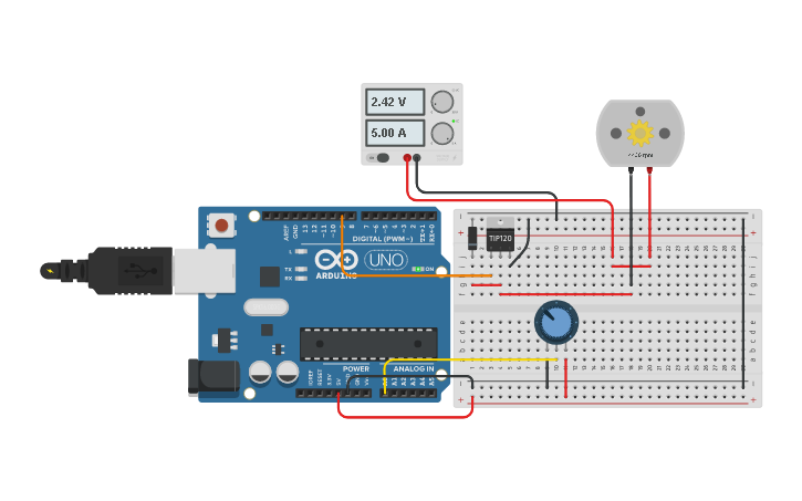 Circuit design Projeto de controle do motor CC com o Arduíno - Tinkercad