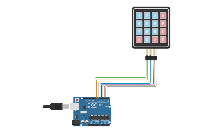 Circuit design 4X4 Keypad - Tinkercad