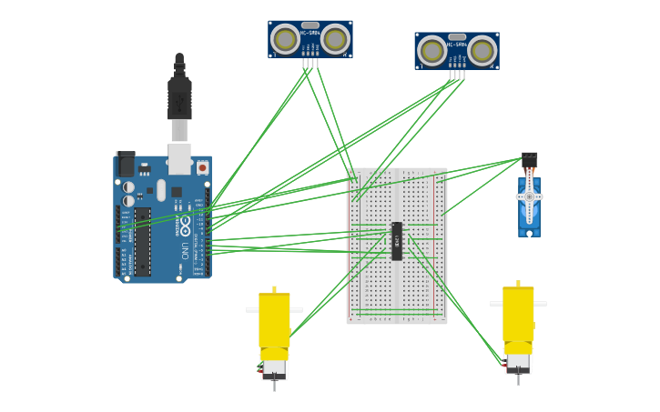 Circuit design Obstacle Avoid Robot - Tinkercad