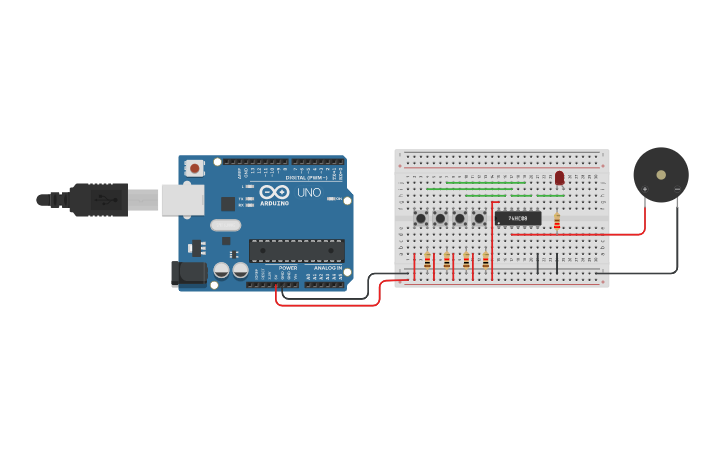Circuit design 4 to 2 encoder - Tinkercad