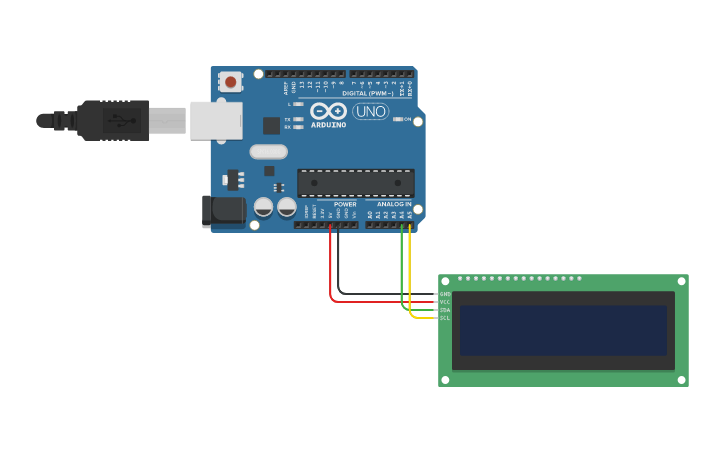 Circuit design LCD Hello World - Tinkercad
