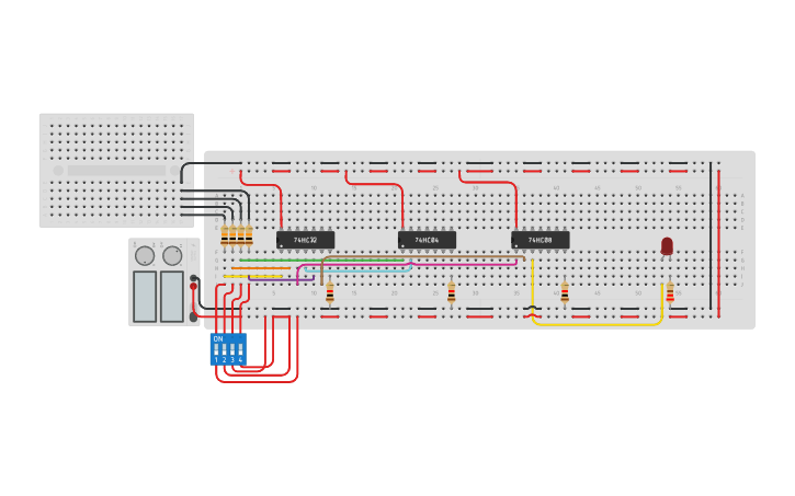 Circuit design Copy of Y =AB + C | Tinkercad
