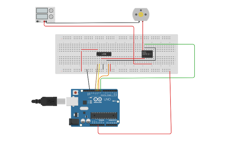 Circuit Design L293d External Psu Tinkercad