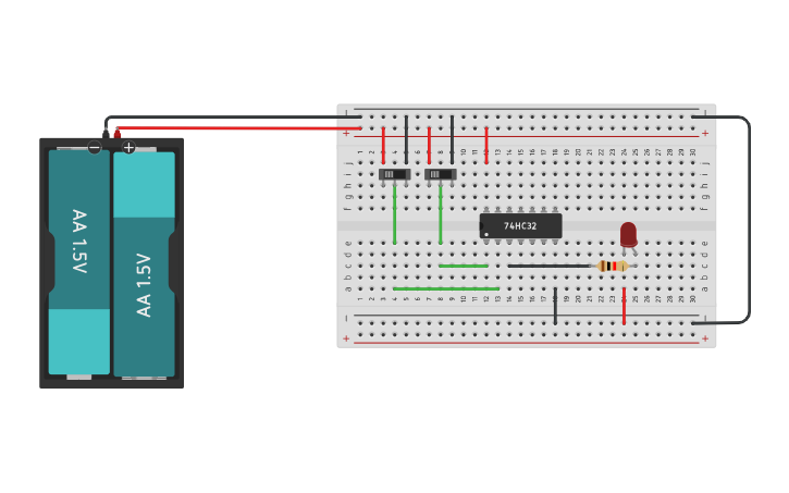 Circuit design OR GATE - Tinkercad