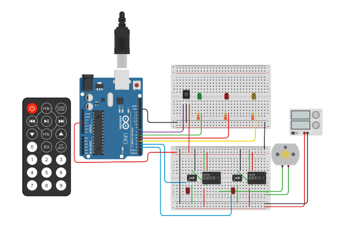 Circuit Design Infrared Dc Motor Rotation Control With Latch Tinkercad
