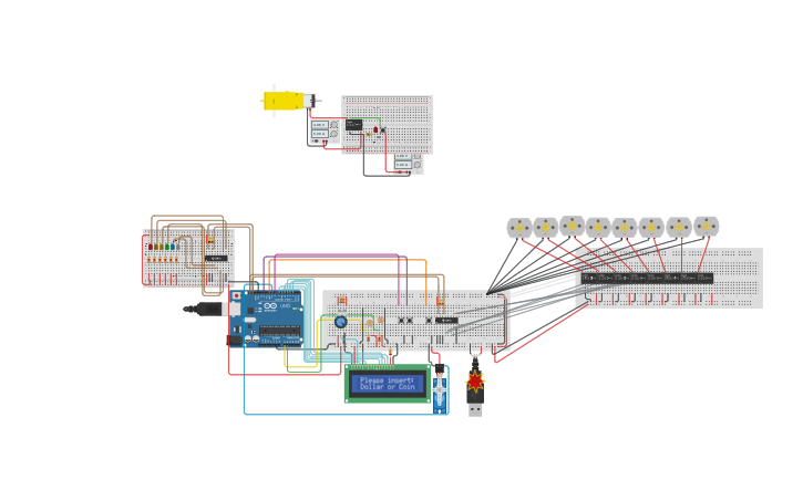 Circuit design Vending machine prototype true - Tinkercad Circuit design Vending machine prototype true - Tinkercad