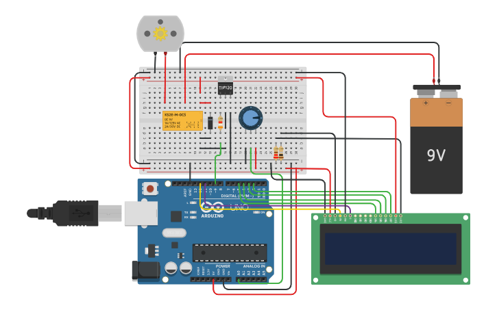 Circuit design Control PWM con visualizador - Tinkercad