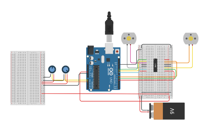 Circuit design Atividade Avaliativa: motores - Tinkercad