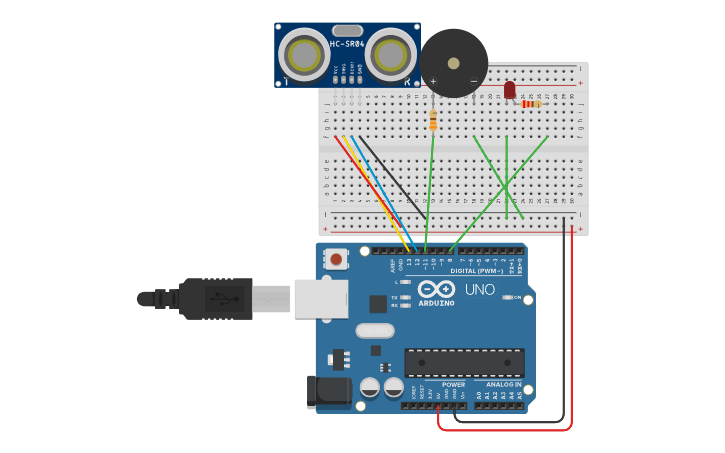 Circuit design Copy of 11d- Ping Ultrasonic Range Finder - Tinkercad Circuit design Copy of 11d- Ping Ultrasonic Range Finder - Tinkercad