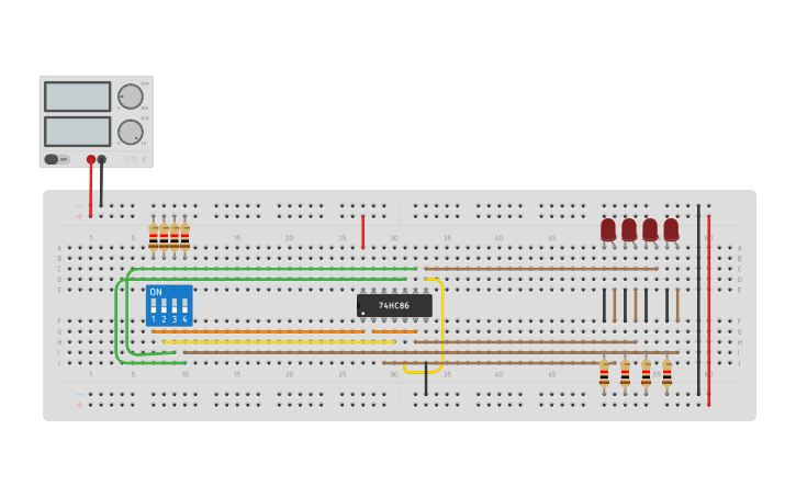 Circuit design Gray to Binary Converter_RET19CS121 | Tinkercad
