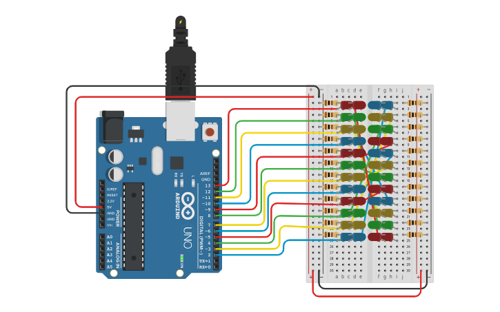 Circuit design Make it Glow Running Lights - Tinkercad