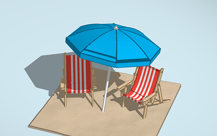 3D design Beach Chairs - Tinkercad
