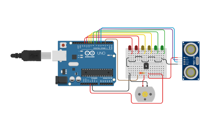Circuit design Control de velocidad de un motor con sensor ultrasónico ...
