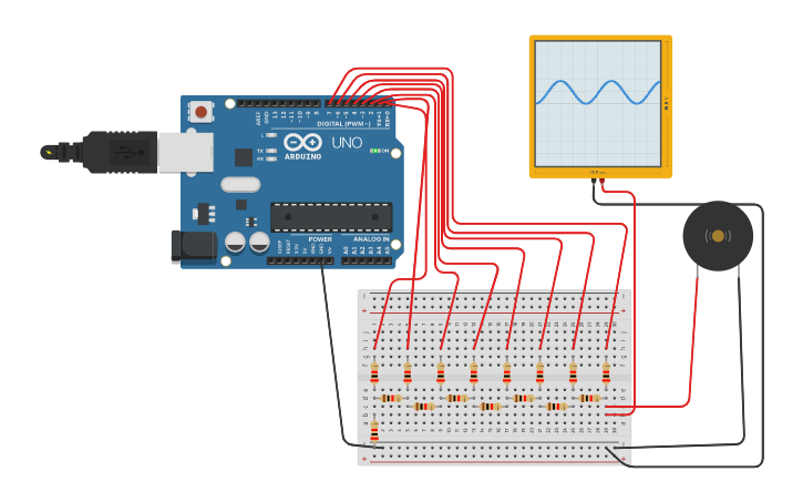Circuit design Génération signal audio | Tinkercad
