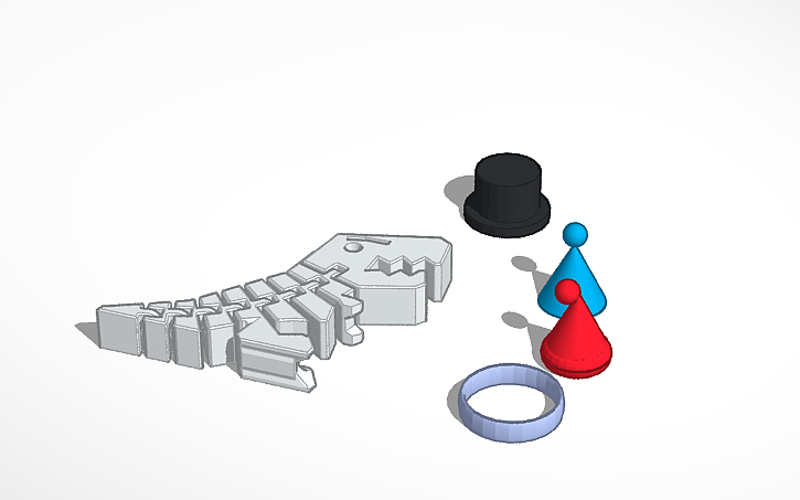 3D design Flex rex with various objects - Tinkercad