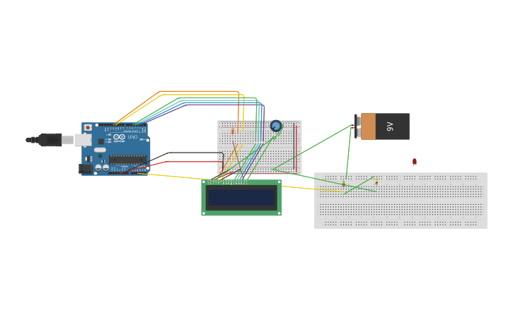 Circuit design Display Voltage of battery - Tinkercad