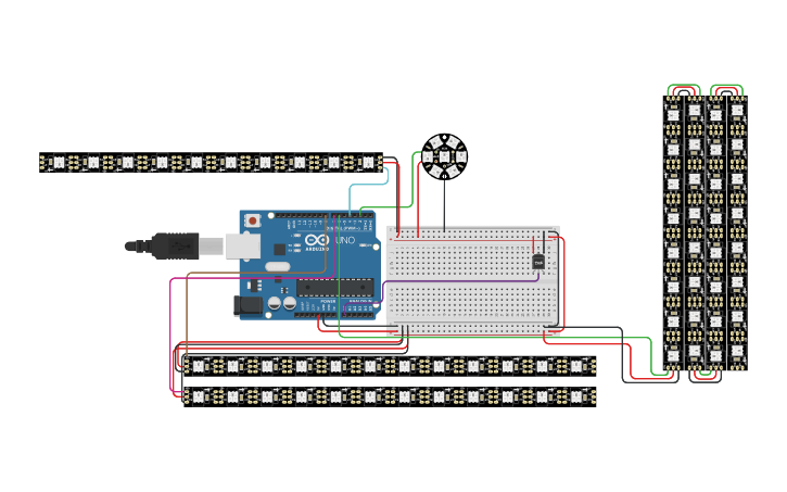Circuit design LED strips - Tinkercad